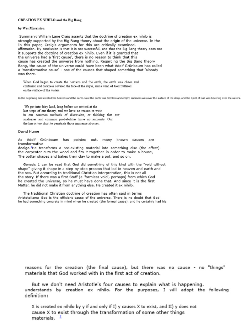 Creation Ex Nihilo vs. Big Bang Theory | PDF | Universe | Genesis ...