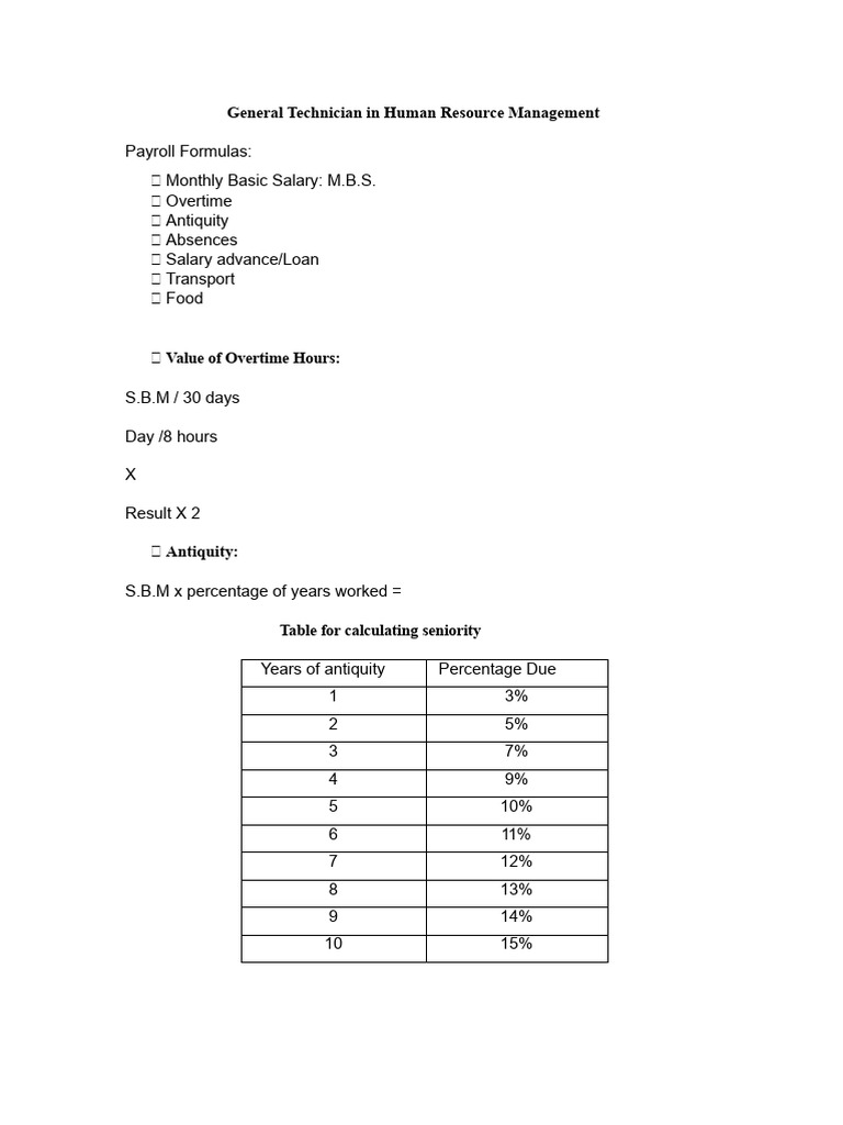 Payroll Formulas Nicaragua | PDF | Payroll Tax | Salary