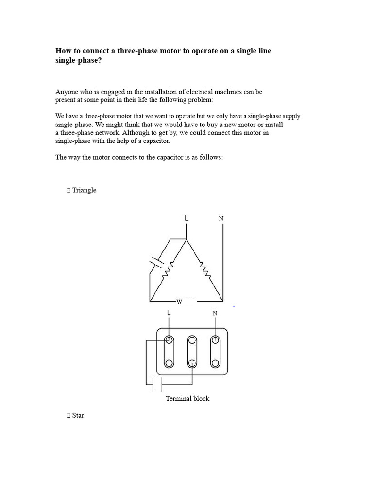 Run 3-Phase Motor on Single-Phase Supply | PDF | Capacitor | Electronic ...