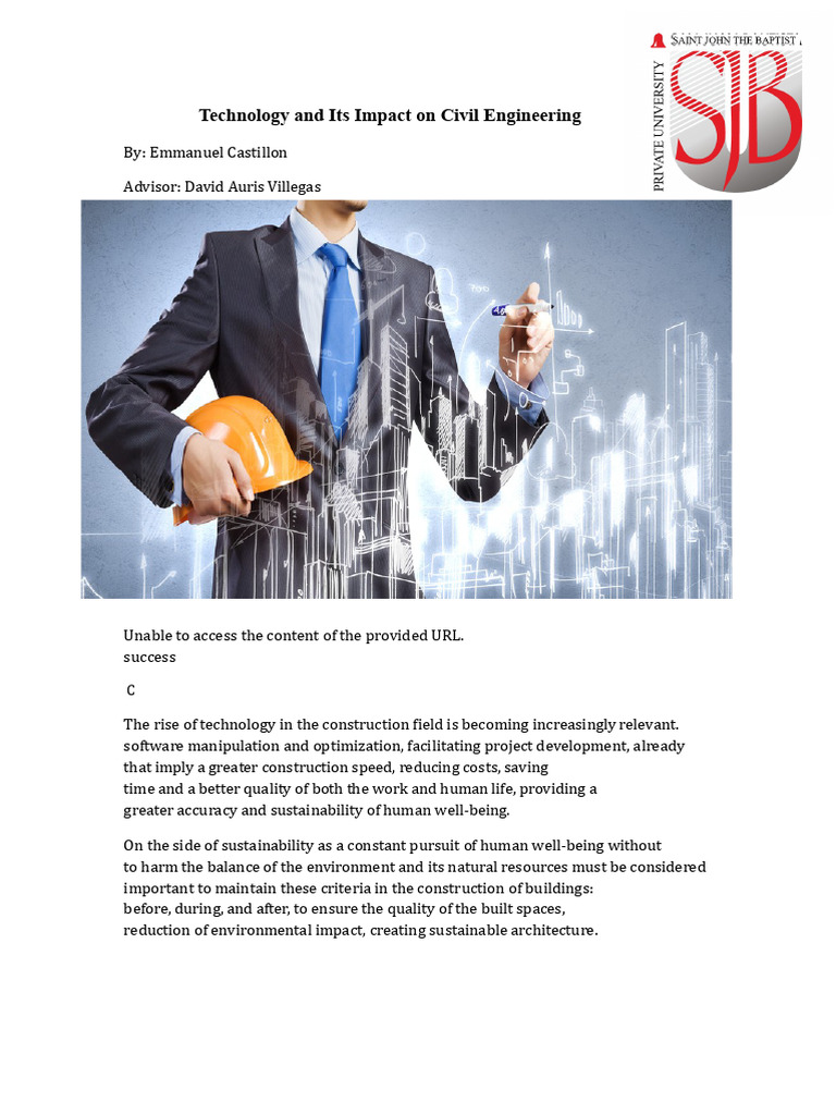 Technology and Its Impact On Civil Engineering | PDF | Information And ...