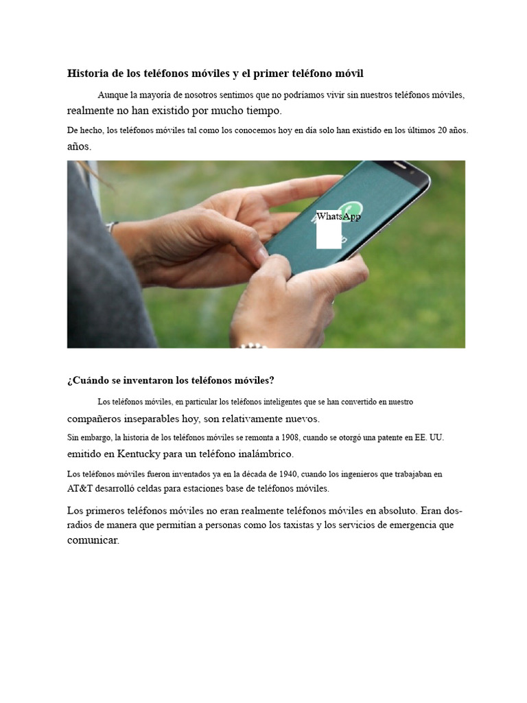 Historia de Los Teléfonos Móviles y El Primer Teléfono Móvil | PDF ...