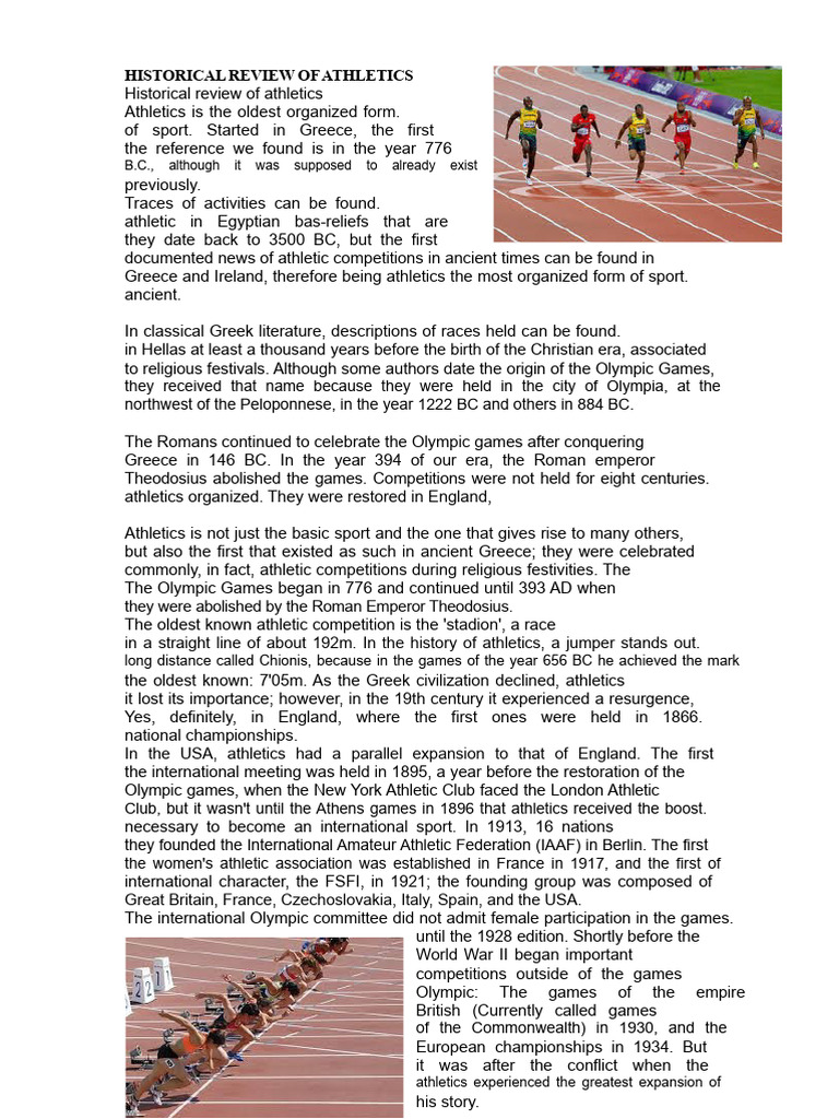 History of Athletics: Origins & Evolution | PDF | Track And Field ...