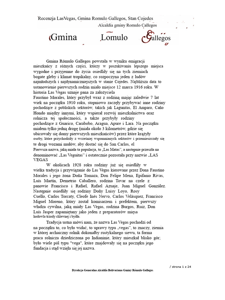 Gmina Romulo Gallegos Opis I Obraz | PDF