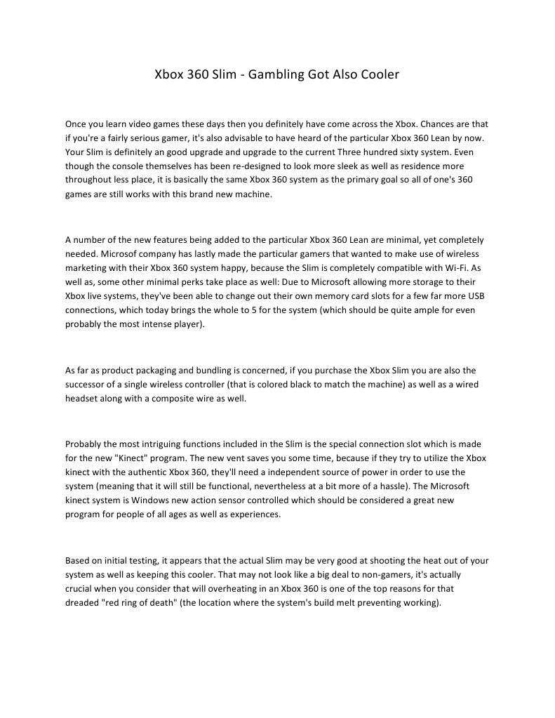 Xbox 360 Slim | PDF | Xbox 360 | Home Video Game Consoles
