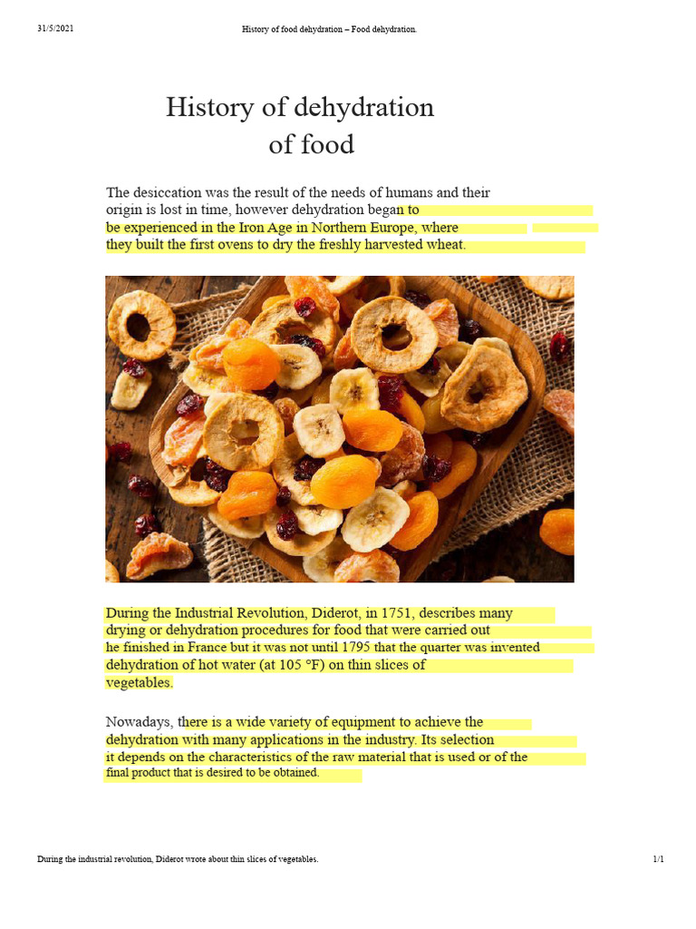 History of Food Dehydration - Food Dehydration | PDF