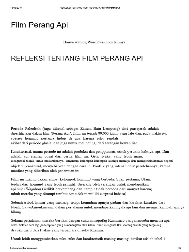 Refleksi Tentang Film Perang Api - Film Perang Api | PDF