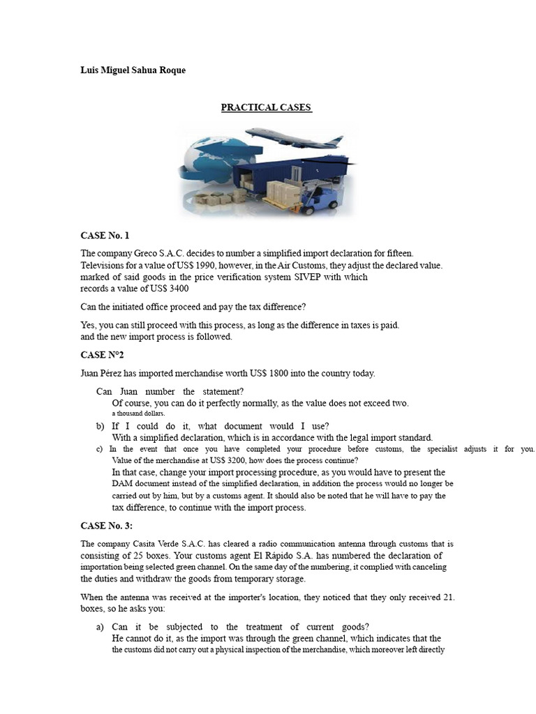Practical Cases. Importation | PDF | Customs