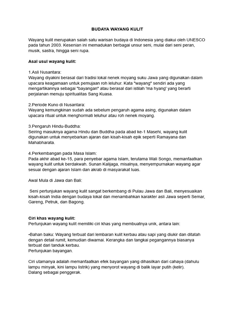 BUDAYA WAYANG KULIT | PDF