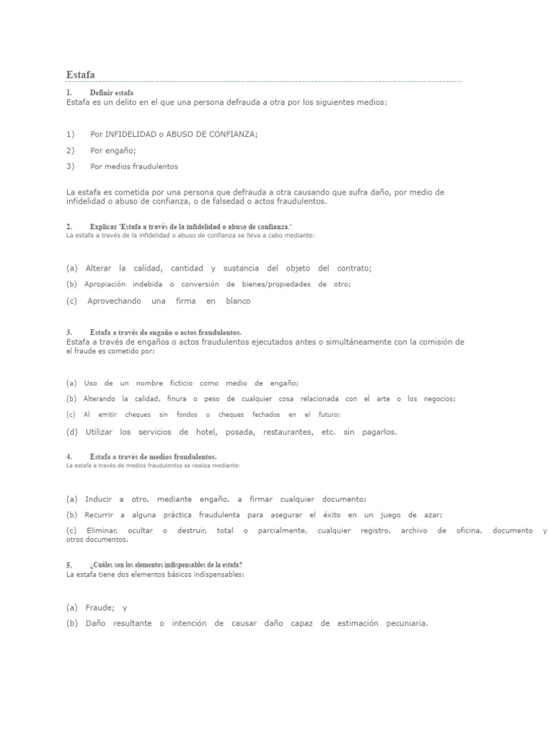 Tipos y Elementos de Estafa Legal | PDF | Cheque | Propiedad