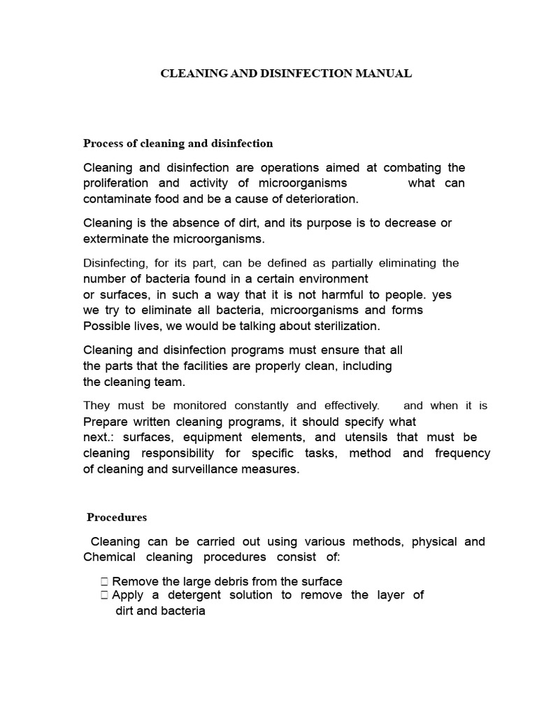 Cleaning and Disinfection Procedures Guide | PDF | Disinfectant | Hygiene