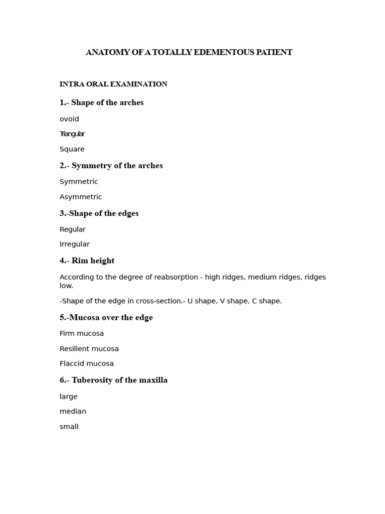 Anatomy of A Completely Edentulous Patient | PDF