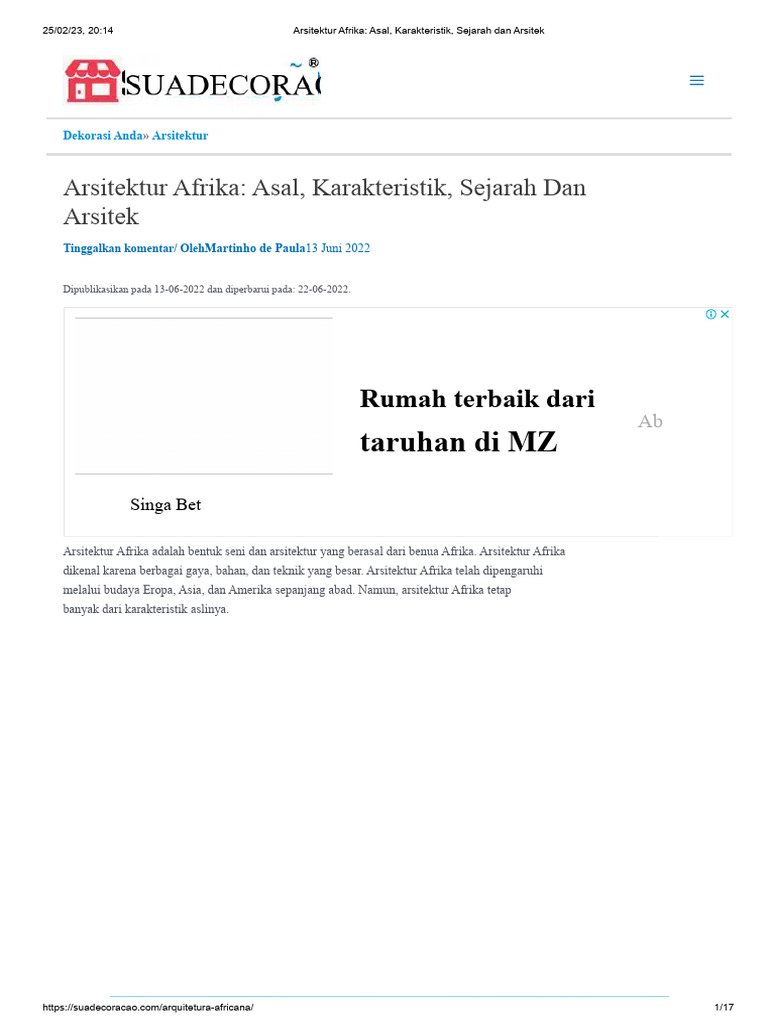 Arsitektur Afrika: Asal, Karakteristik, Sejarah, Dan Arsitek | PDF