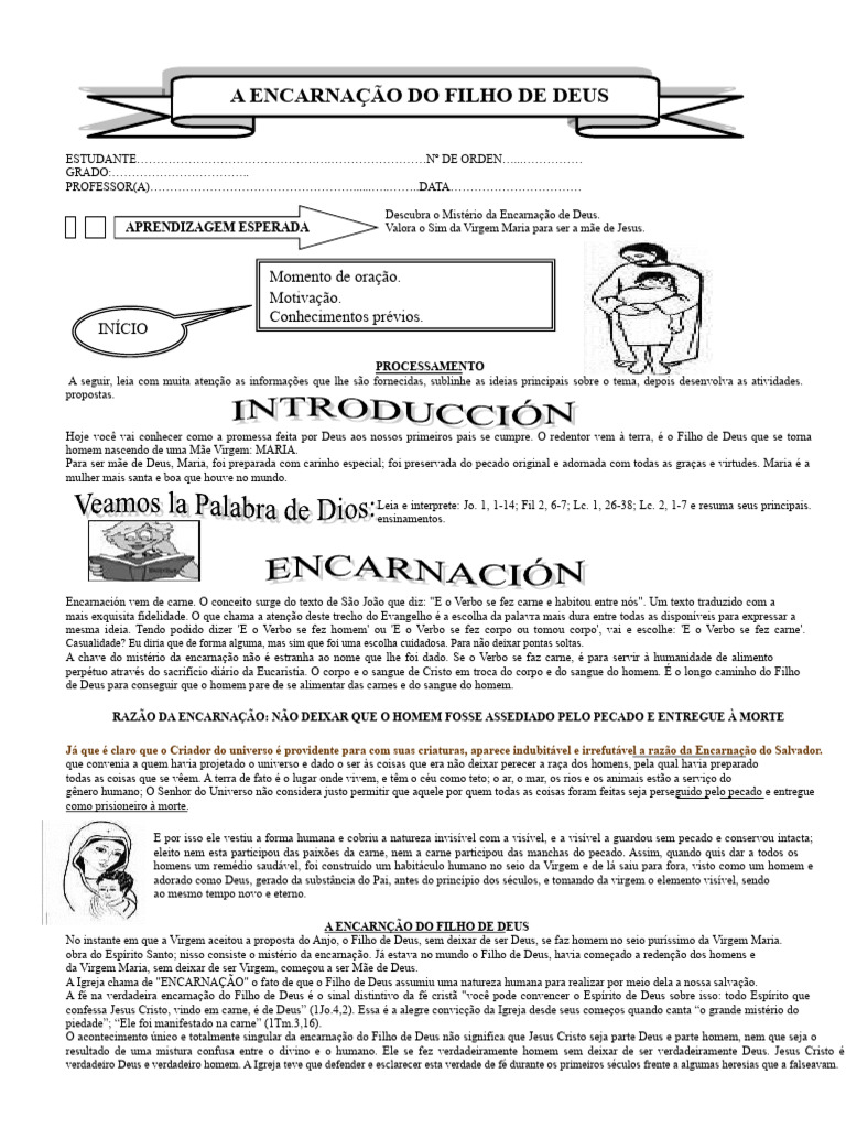 Mistério da Encarnação de Deus | PDF | Maria, mãe de Jesus | Encarnação