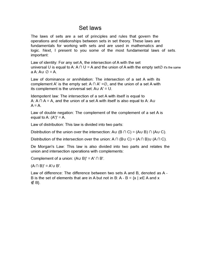 Laws of Sets | PDF