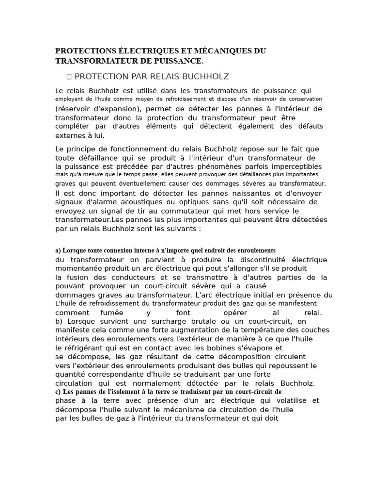 Protection des transformateurs par relais | PDF | Transformateur ...