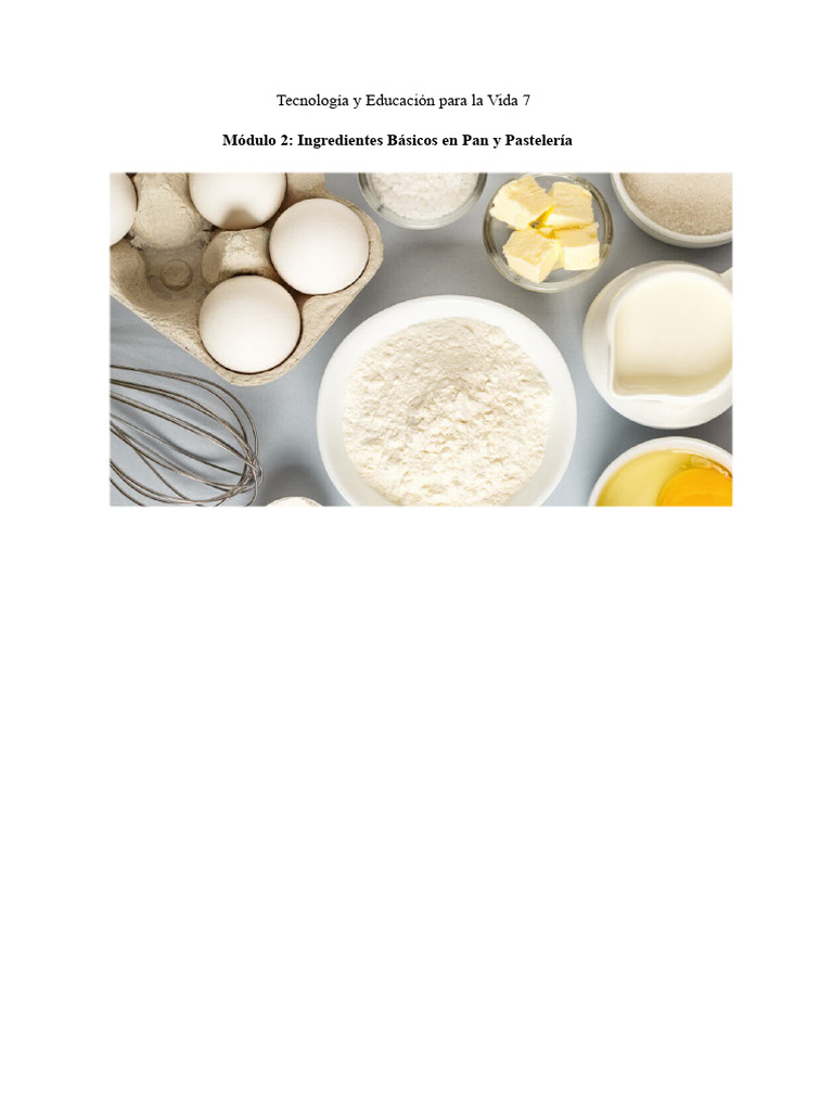 Ingredientes Clave en Panadería y Pastelería | PDF | Panes | Pasteles