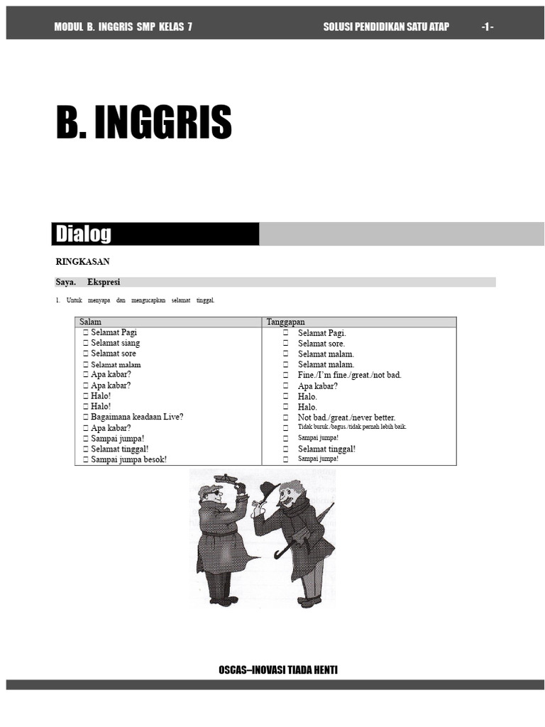 Contoh Modul Bimbingan Belajar Bahasa Inggris Kelas 7 SMP | PDF