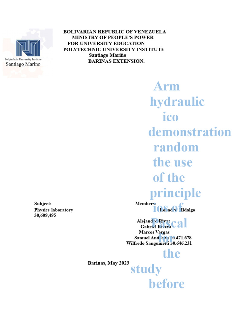 Hydraulic Arm Project Demonstration | PDF | Pressure | Hydraulics