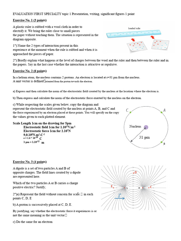 Evaluation + Speech + 4 + Chapter 10 + Subject 1 and 2 | PDF | Force | Electron