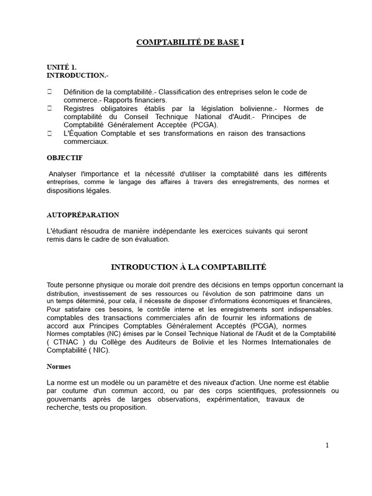 Introduction à la Comptabilité de Base | PDF | Comptabilité | Bilan ...