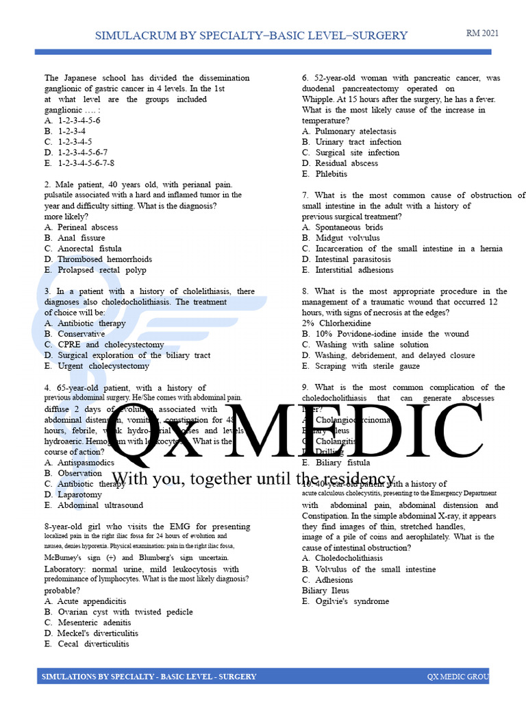 Surgical Exam Questions and Answers | PDF | Knee | Hip