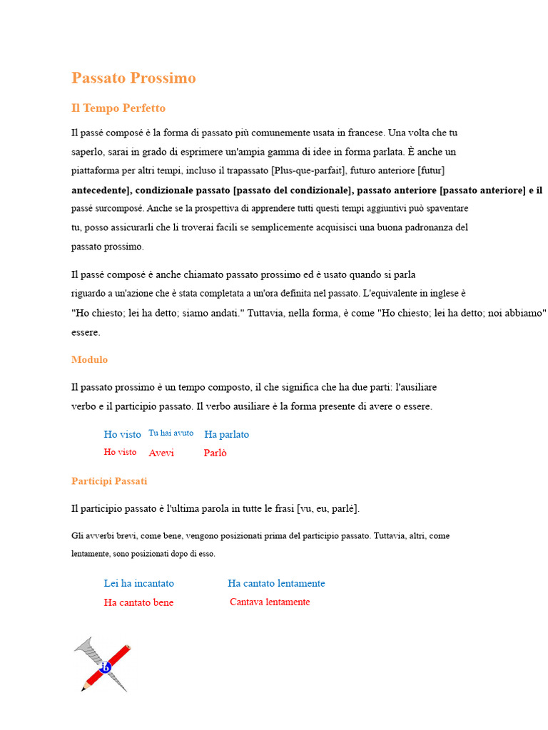 Il Passato Prossimo | PDF