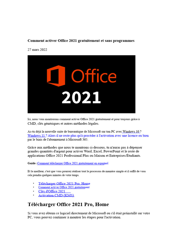 Activer Office 2021 Gratuitement | PDF | Microsoft Office | Microsoft