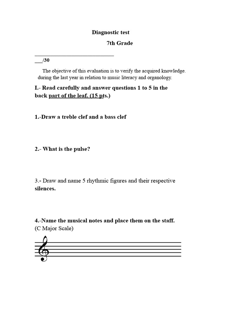 Diagnostic Test 7th Grade | PDF