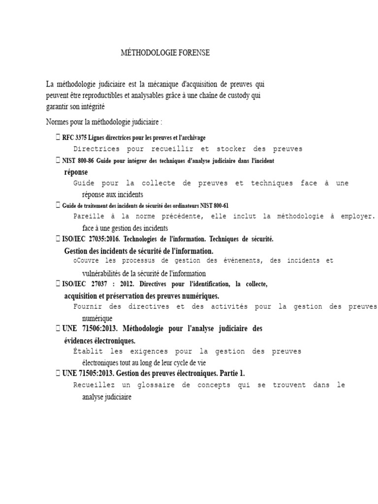 Méthodologie Forense | PDF | Sécurité des systèmes d'information | Sécurité