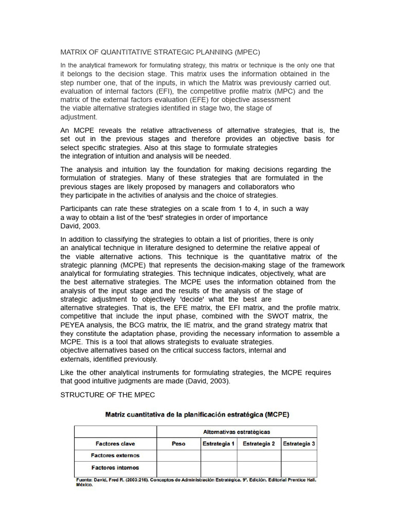 Quantitative Strategic Planning Matrix | PDF | Matrix (Mathematics ...