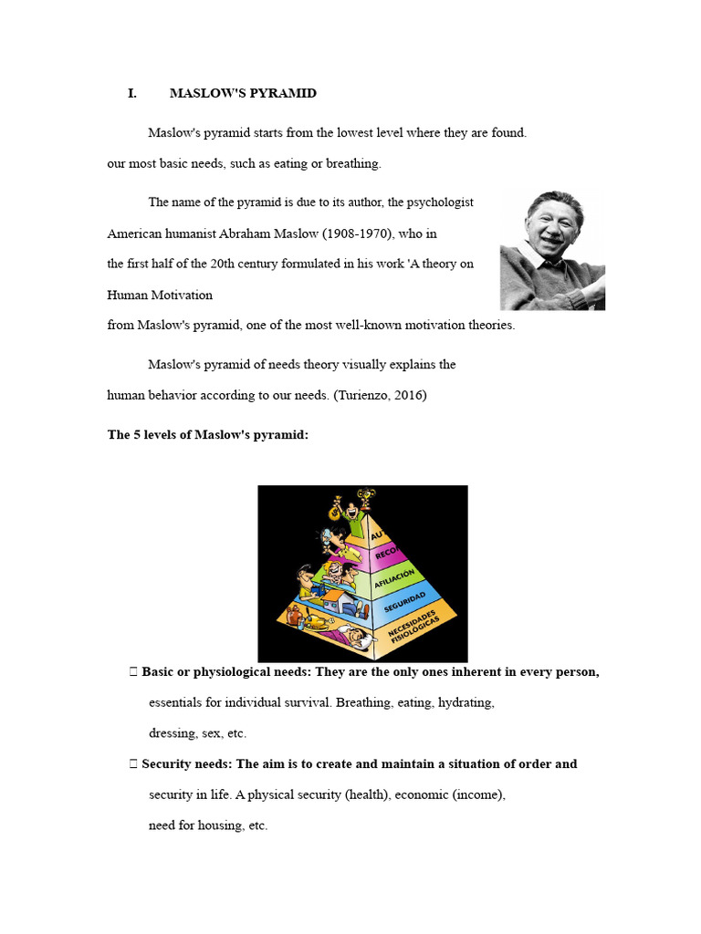 Maslow's pyramid and Alderfer's model | PDF | Psychology | Behavioural ...