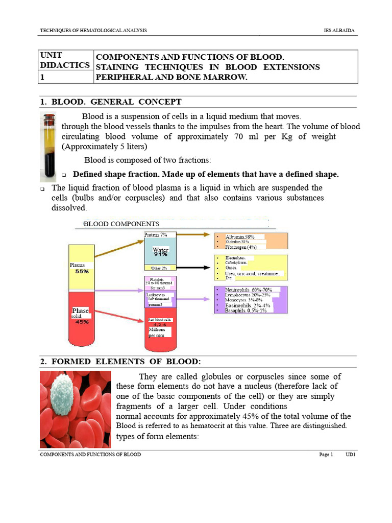 Unit 1 Components and Functions of Blood. (Edited) | PDF | White Blood ...
