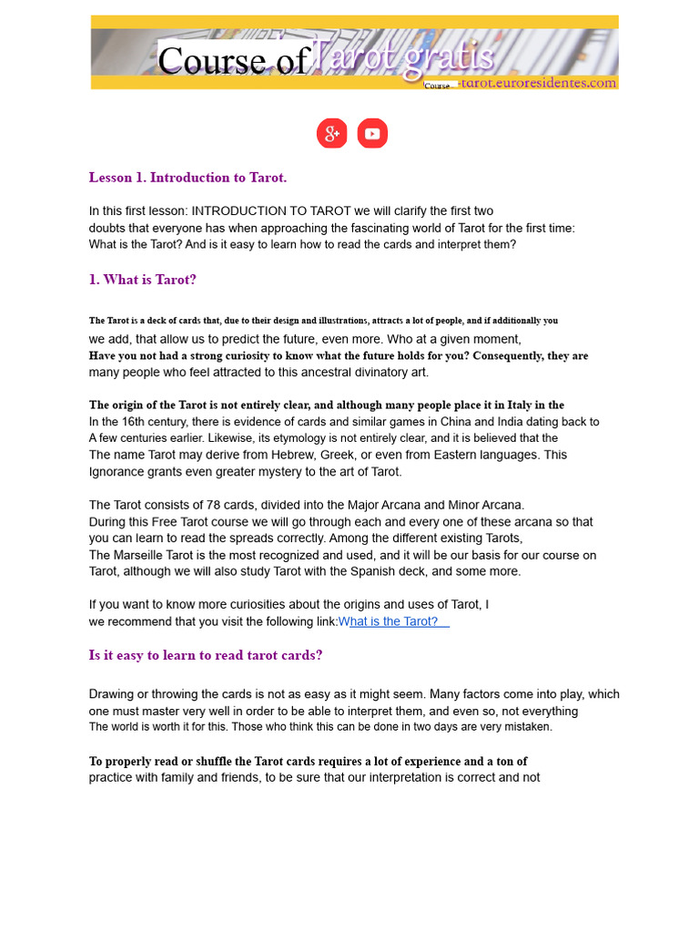 Introduction to Tarot Basics | PDF | Tarot