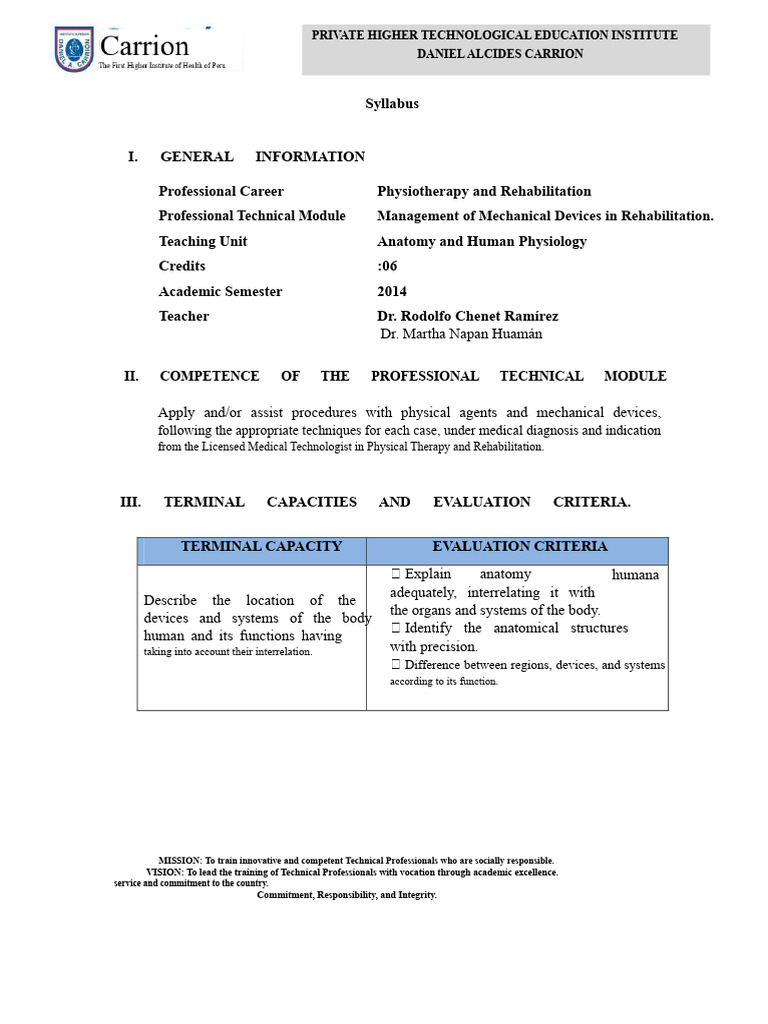 Anatomy and Human Physiology-Syllabus PDF | PDF | Anatomy | Skeleton
