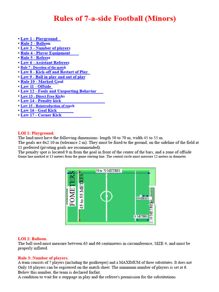 Rules of 7-A-Side Football | PDF | Association Football | Team Sports
