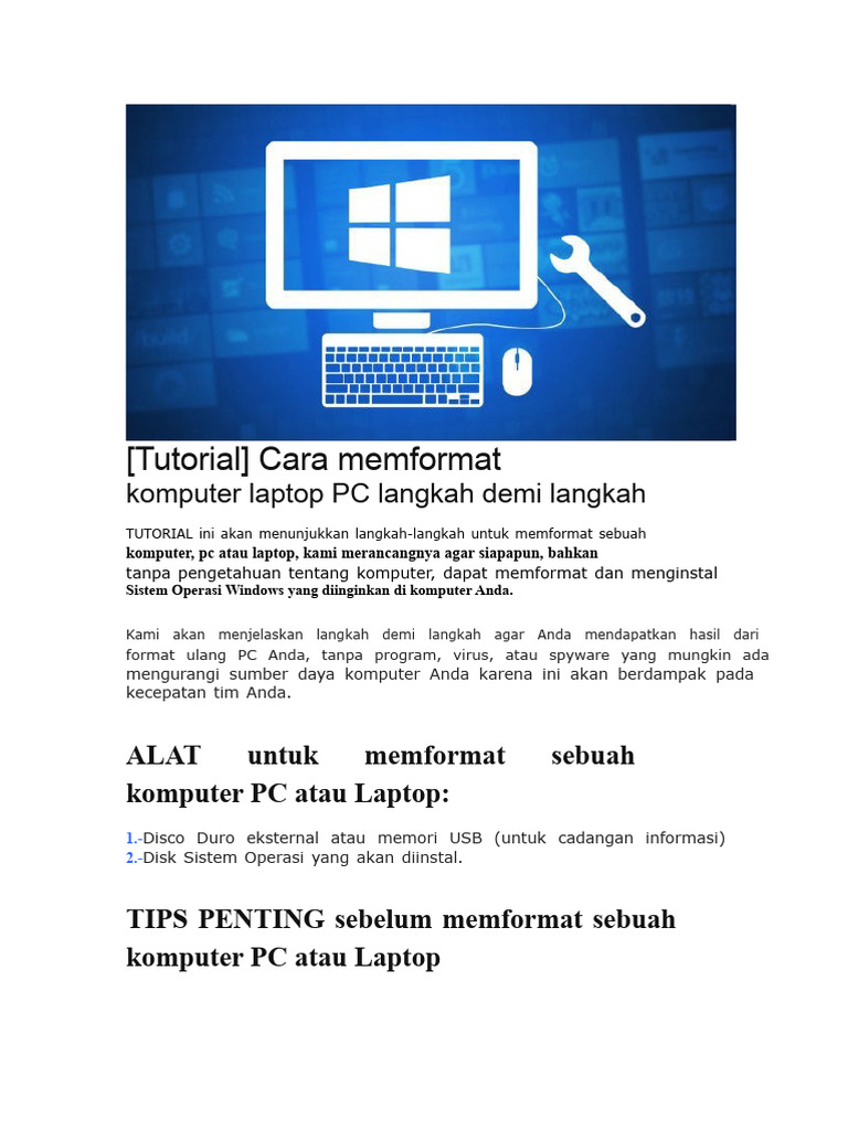 Panduan Format PC dan Laptop Windows | PDF