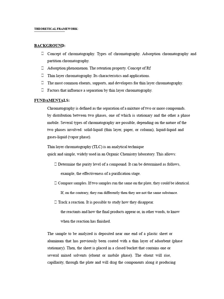 Theoretical Framework Chromatography | PDF | Chromatography | Thin ...