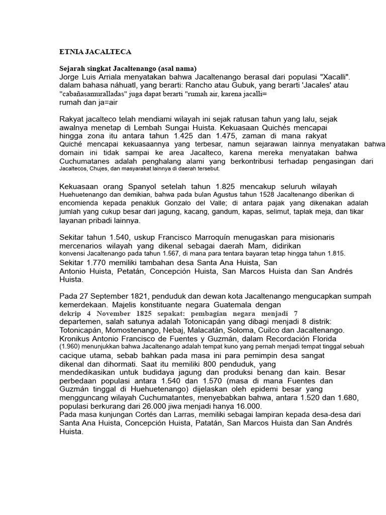 Sejarah dan Budaya Etnis Jacalteca | PDF