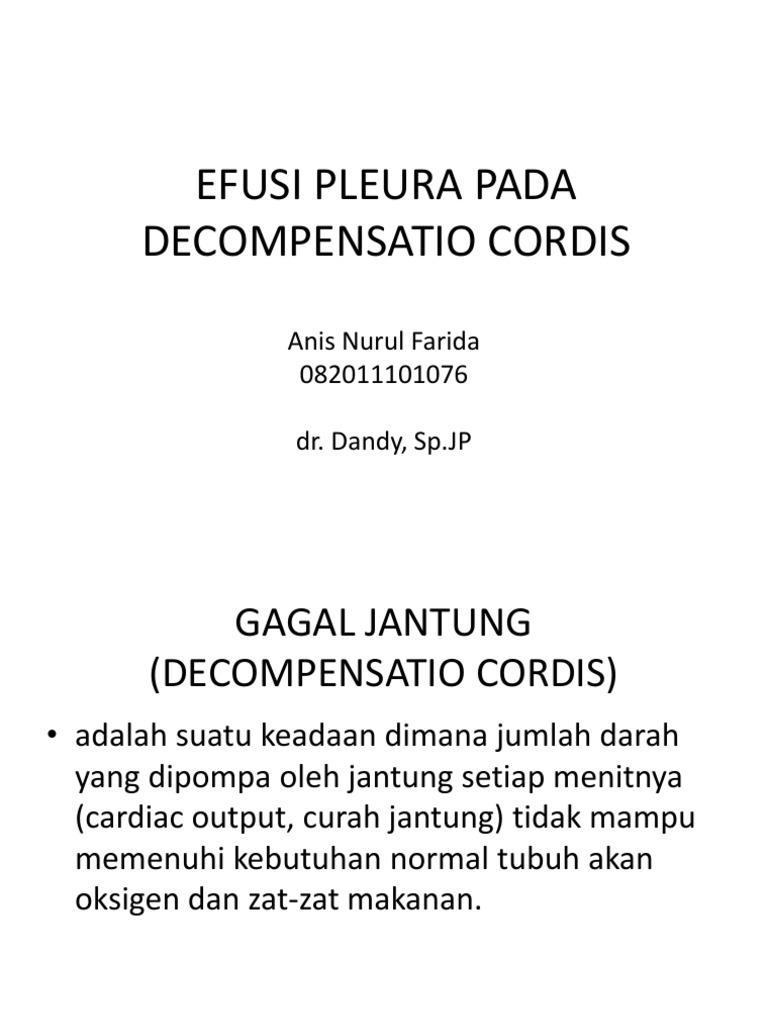 Efusi Pleura Pada Decompensatio Cordis | PDF | Kesehatan Holistik