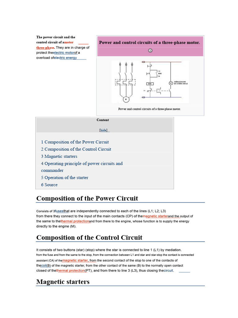Power and Control Circuits of A Three-Phase Motor | PDF | Electric ...