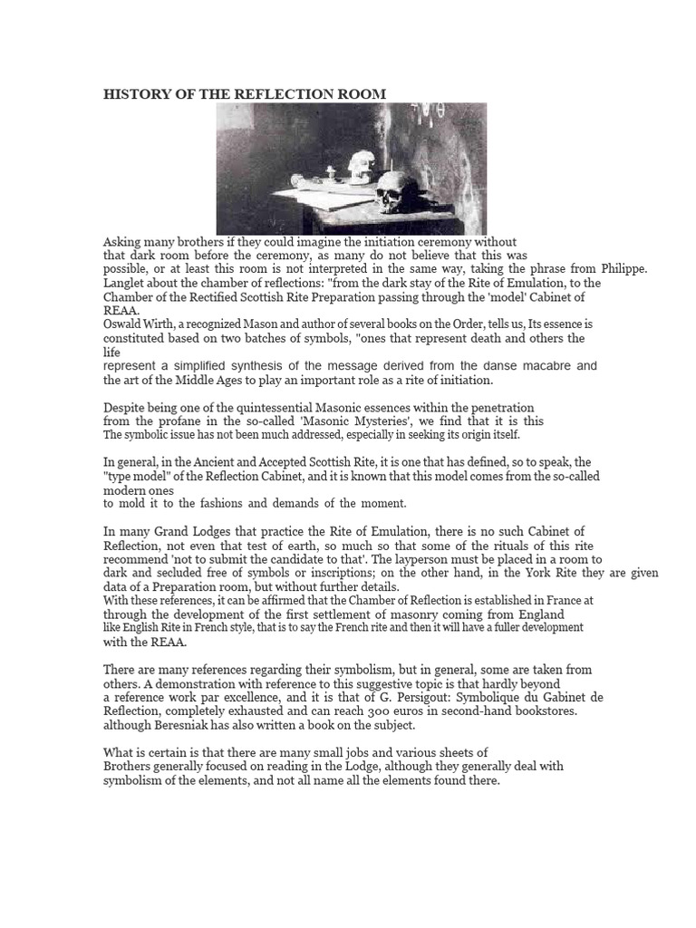 Chamber of Reflection in Freemasonry | PDF | Freemasonry | Western ...