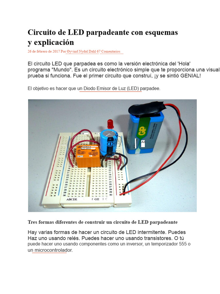 Circuito de LED Parpadeante Con Esquemas y Explicación | PDF | Relé ...