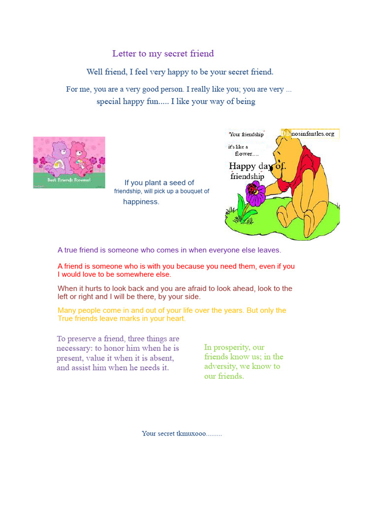 Letter to My Secret Friend | PDF