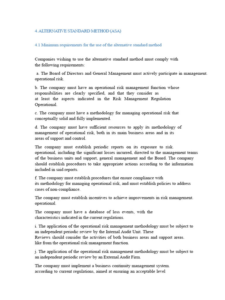 Alternative Standard Method (ASM) | PDF | Banks | Operational Risk