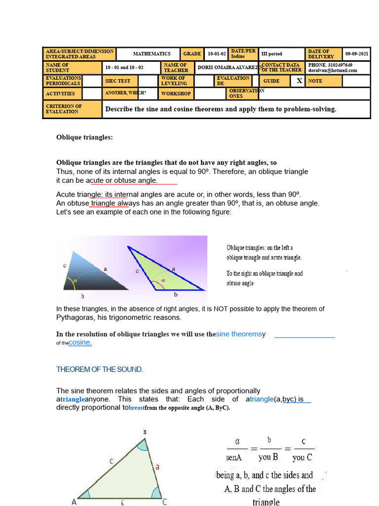 Oblique triangles. | PDF | Triangle | Trigonometric Functions