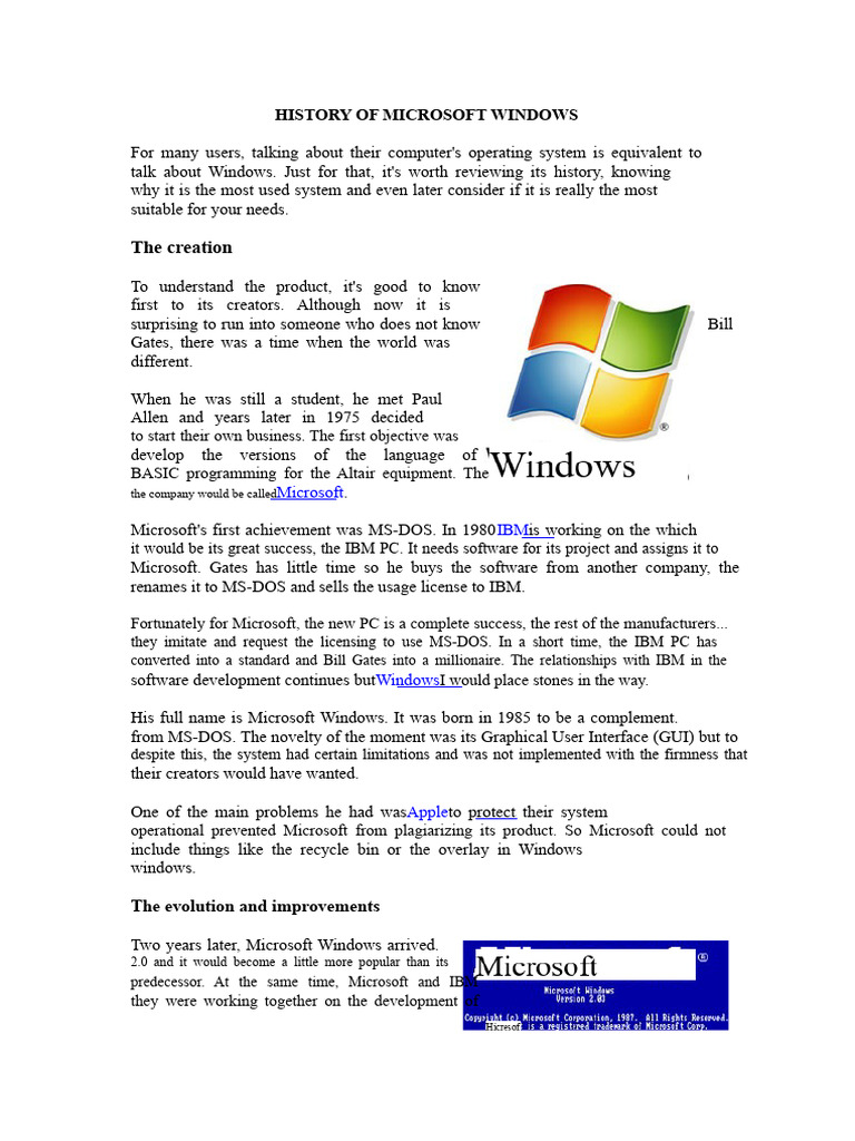 History of Microsoft Windows | PDF | Microsoft Windows | Microsoft