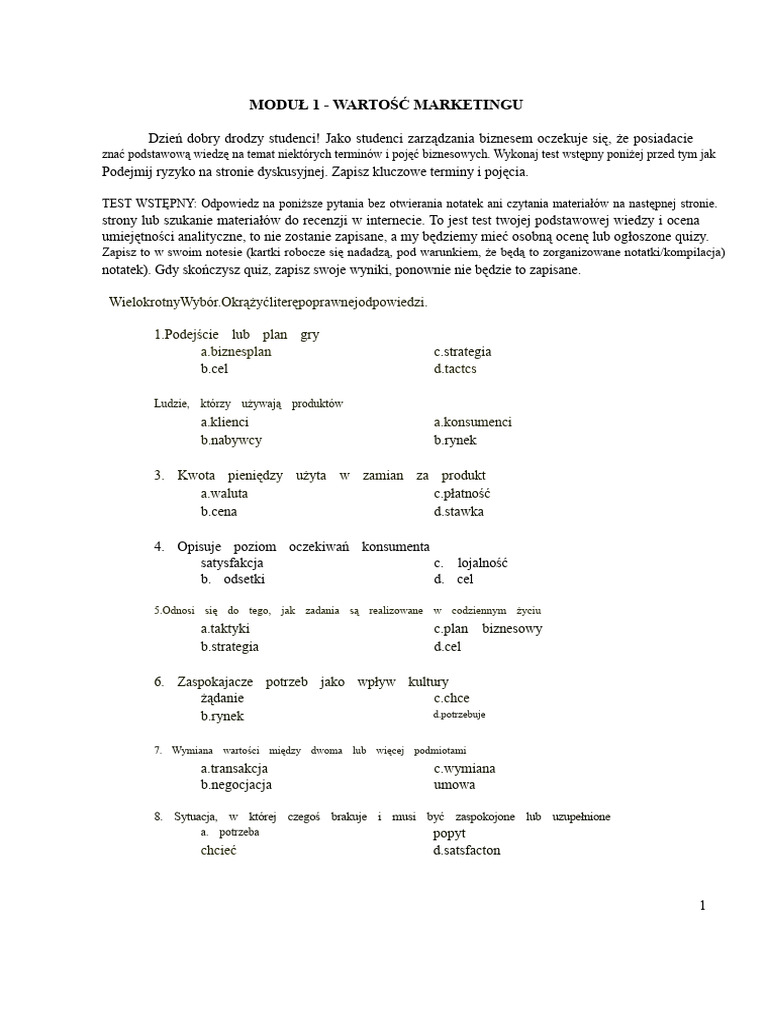 Moduł BM 1 | PDF
