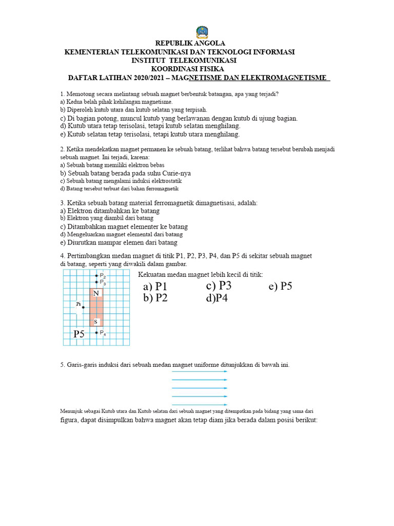 Daftar Latihan Magnetisme Dan Elektromagnetisme | PDF
