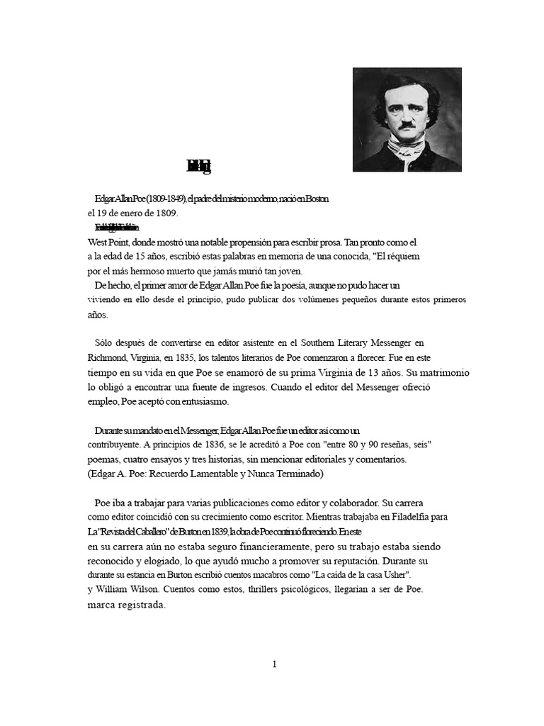 Biografía de Edgar Allan Poe | PDF | Edgar Allan Poe | El Cuervo