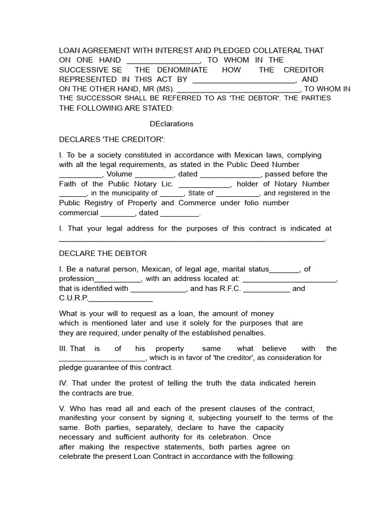 Loan Agreement With Interest and Pledge Guarantee | PDF | Guarantee | Loans